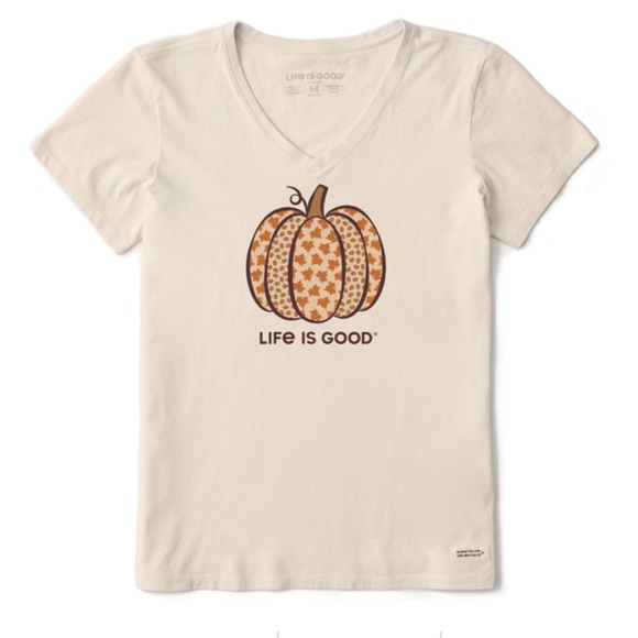 Tops | Life Is Good Fall Pattern Pumpkin Tee | Poshmark